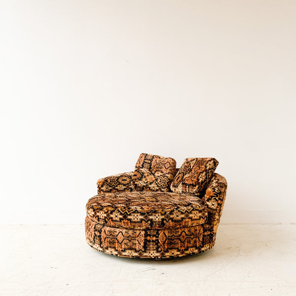 Mid Century Round Chair with Original Boho Upholstery – Atomic ...