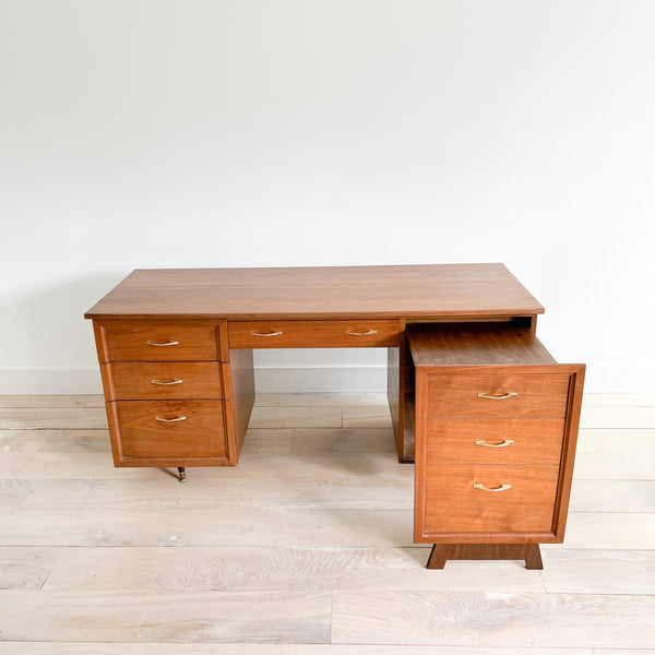Mid Century Walnut Desk w/ Pull Out Side – Atomic Furnishing & Design
