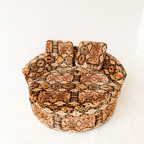 Mid Century Round Chair with Original Boho Upholstery – Atomic ...