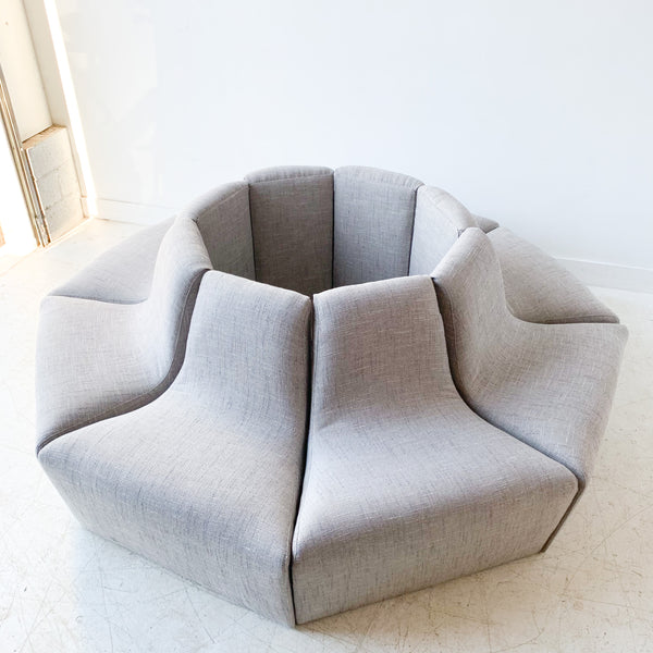 Mid Century Modern 8 Part Modular Circular Sofa w/ New Upholstery ...