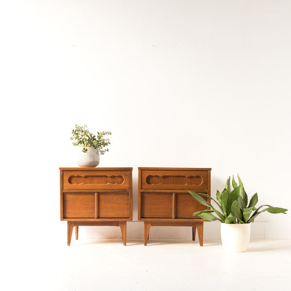Pair of Mid Century Walnut Nightstands – Atomic Furnishing & Design